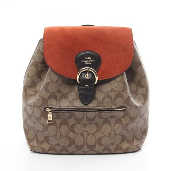 OTHERS | Bags | Coach Signature Rucksack Backpack Bag Coated Canvas ...